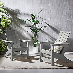 Christopher Knight Home Robert Outdoor Contemporary Adirondack Chair (Set of 2), Gray