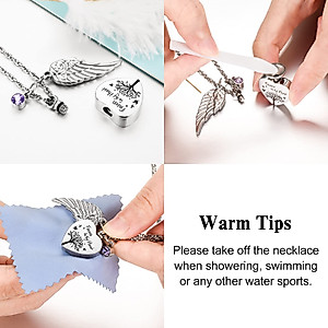 Dletay Heart Urn Necklace for Ashes Cremation Jewelry with 12 Birthstones Stainless Steel Memorial Pendant Ashes Necklace for Loved Ones-Silver