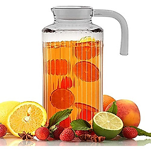 Fridge Pitcher – 60 OZ. Glass Water Fridge Pitcher with Lid By Home Essentials & Beyond Practical and Easy to use Fridge Pitcher Great for Lemonade, Iced Tea, Milk, Cocktails and more Beverages.