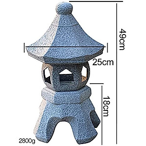 KOSHSH Japanese Garden Lantern Frost-Proof Cast Stone Pagoda Japanese Garden Lamp,Tachi-Gata Pagoda Garden Lantern Stone Effect Carving Garden Decoration Statue