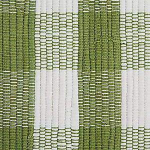 DII Buffalo Check Rug Collection, Hand Dyed Reversible Chindi Rug, 26x40, Antique Green