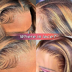 30 Inch Lace Front Wig Human Hair Pre Plucked 13X6 Honey Blonde Ombre Lace Front Wig Human Hair Body Wave Lace Front Wigs Human Hair Brazilain Virgin Glueless Wigs Human Hair Pre Plucked Pre Cut