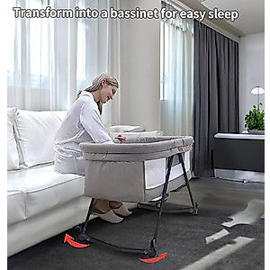 Lair Coo Baby Bassinet, 3 in 1Bedside Bassinet for Baby with Grocery Basket, Bassinet Bedside Sleeper with Mattress & Mosquito Net, Travel Bassinet for Baby(Foldable) with Storage Bag & Wheel