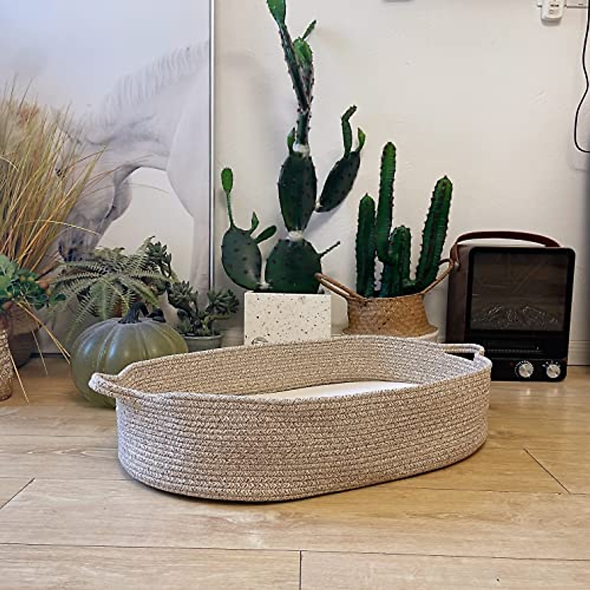 Baby Changing Basket - Thick Foam Pad with Wipeable Water-Resistant Pad Cover, Security Strap, Moses Basket Changing Table Topper Changing Pad