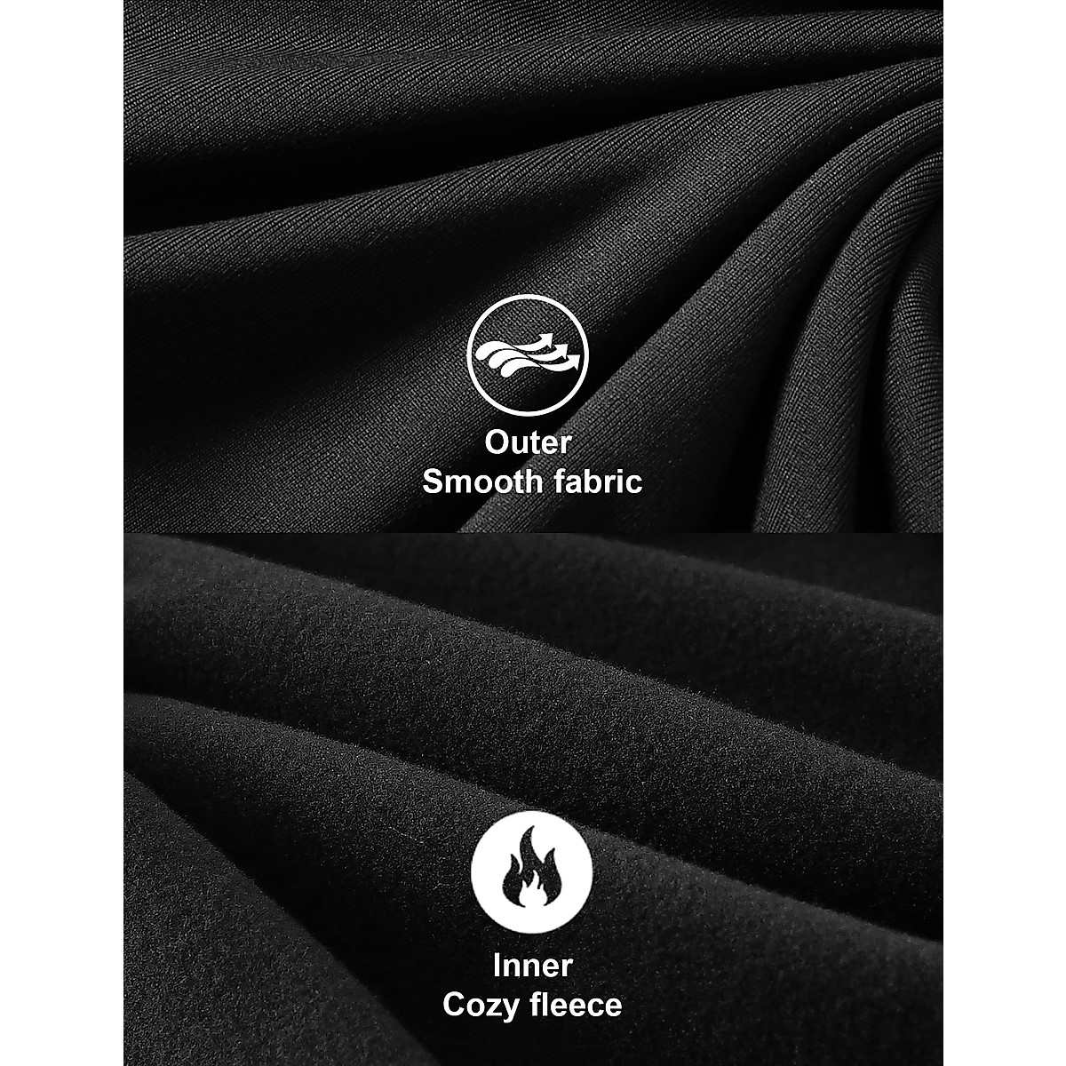 JOLLYBUYER Women's Mock Neck Thermal Underwear Winter Fleece Ultra-Soft Warm Base Layer Set Black