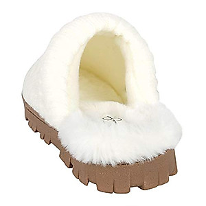 Jessica Simpson Womens Soft Cable Knit Slippers with Indoor/Outdoor Sole , Cream , Medium