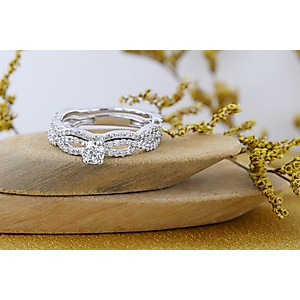 Dazzlingrock Collection 1.00 Carat (Cttw) 14K Round Diamond Women Engagement Ring Set, White Gold, Size 9