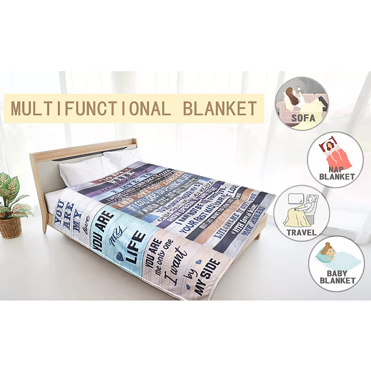 WSYEAR Mothers Day Birthday Gifts for Wife from Husband,Wife Birthday Gift Ideas,Mother Day Wedding Anniversary Birthday Romantic Gifts for her,Wife Blanket 60X50