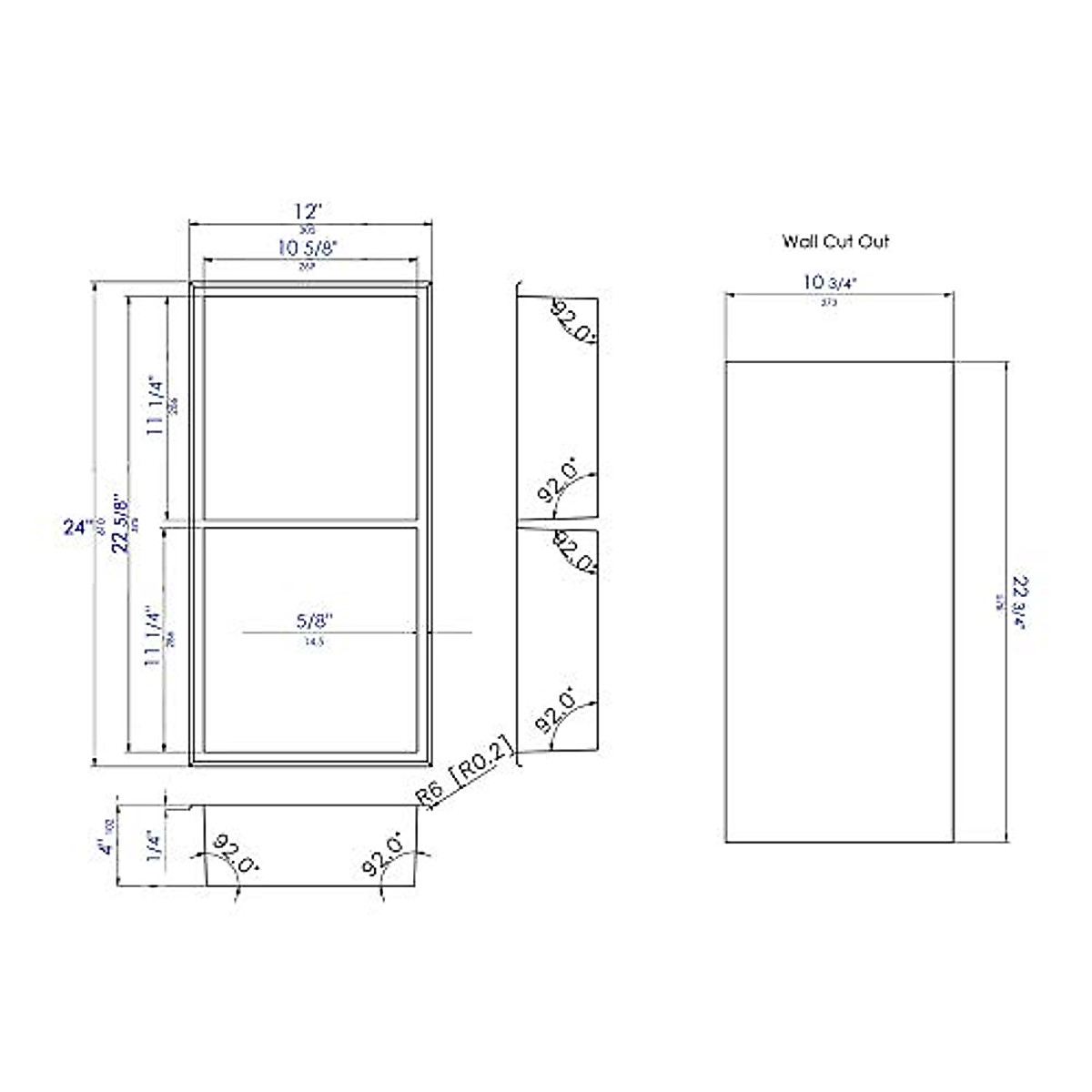 ALFI brand ABN1224-PSS Shower Niche, Polished Stainless Steel