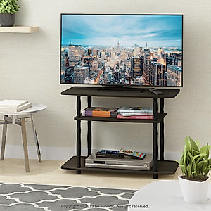 Furinno Turn-N-Tube No Tools 3-Tier Entertainment Center TV Stand for TV up to 32 Inch, Plastic Classic Tubes, Espresso/Black