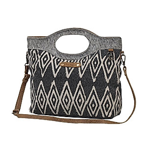 Myra Bag Being Social Tote Bag Upcycled Canvas, Rug, Leather & Cowhide S-2605