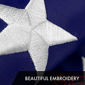 G128 American USA Flag | 4x6 Ft | ToughWeave Series Embroidered 210D Polyester | Country Flag, Embroidered Stars, Sewn Stripes, Indoor/Outdoor, Vibrant Colors, Brass Grommets