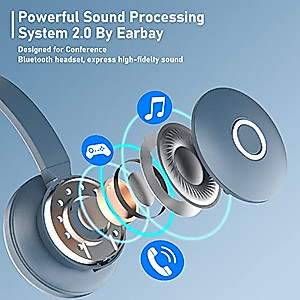 Wireless Headset For Computer, Bluetooth Headset With Microphone Mute Ai Noise Canceling, Handsfree On-Ear Wireless Headphones Ms Teams/Skype/Zoom/Office/Remote Work/Class, 28H Playtime|Dual Connect