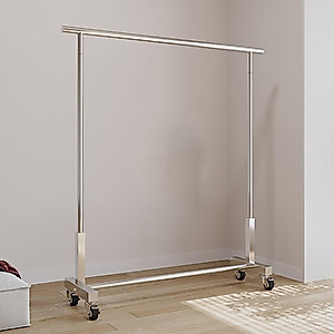 NYASAA Single Mobile Clothes Hanging Rail, Portable Freestanding Garment Rack for Bedroom, Laundry Room