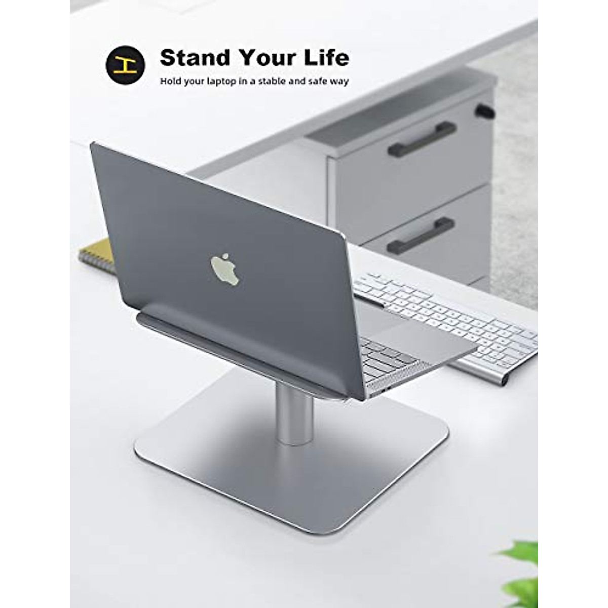Lamicall Swivel Laptop Stand, Laptop Riser - [360-Rotating] Ergonomic Aluminum Computer Desk Holder Compatible with MacBook, Air, Pro, Dell XPS, HP and More 10" - 17.3" Notebook - Sliver