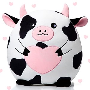 Leyndo Cow Plush Pillow 14 Inch Cow Stuffed Animal Toy Soft Cuddly Cow Stuffed Animal Plushie Kwaii Cow Plush Toys for Birthday Party Favor Christmas Bedroom Sofa Car Decorations