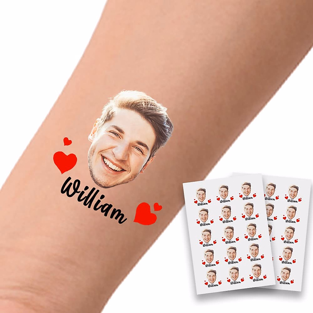 Custom Tattoos Personalized Temporary Tattoos with Photo Face Name Heart for Birthday Party Wedding Bride Groom Gift