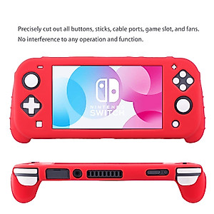 YoRHa Handle Grip Soft Silicone Rubber Protective Cover Case (Red) x 1 for Nintendo Switch Lite [9.2019 Slim Model]