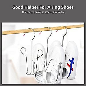 [Pack of 3 pcs] Waikas Shoes Hanger，Stainless Steel Hanger,Stainless Steel Shoe Rack, Multi-Functional Shoe Rack with Double Hook Design, Shoe Drying Rack for Dehumidifying Hanging Leather Shoes