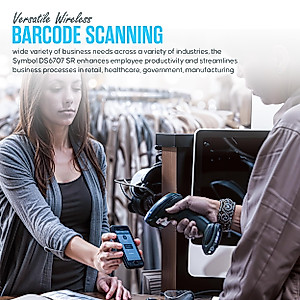 DS6707 Zebra Symbol Barcode Scanner Bundle - Omnidirectional, 1D/2D, Corded, Handheld, Standard Range - 1 Year Warranty - with New USB Cable & Microfiber Cleaning Cloth (Renewed)