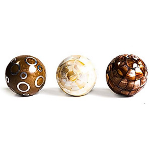 U'Neeque Collections Beautiful Handmade Small Decorative Balls for Bowls (3” each) - Ideal Accent Decor for Bowls, Trays & Vases, Decorative Balls Set of 3