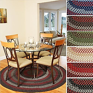 Rhody Rug Mission Hill Indoor/Outdoor Braided Area Rug Low Traffic Navy 4' x 6' Oval Reversible 4' x 6' Outdoor, Indoor Living Room Oval