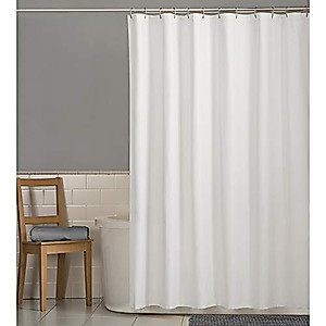 Maytex Water-Repellent Fabric Shower Curtain Liner with Weighted Hem, Soft Microfiber, Quick Drying and Washable Shower Liner, 70" x 72", White