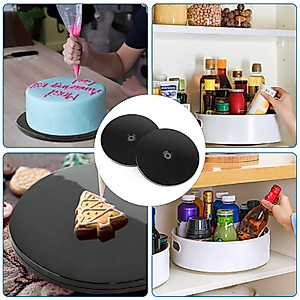 Suiwotin 2PCS 150mm/6inch Acrylic Cookie Decorating Turntable Organizer for Kitchen Spice Rack, Makeup, Table Cake, Cabinets, with 360 Degree Rotating Bearings (Black)