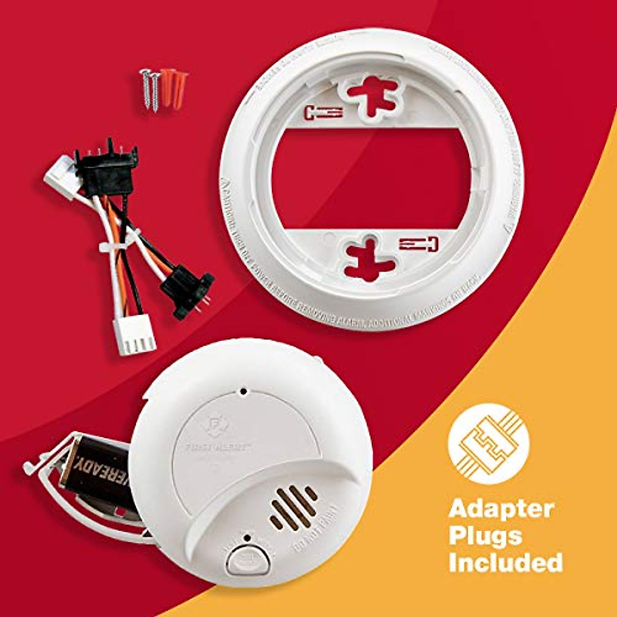 FIRST ALERT BRK 9120LBL Hardwired Smoke Detector with Adapter Plugs for Easy Replacement , White