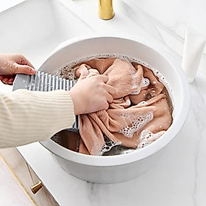 Laundry Wash Basin with Washboard: Washing Clothes Bucket Hand Wash Board Plastic Basin for Laundry Japanese Laundry Tub for Diaper T Shirt Underwear Grey