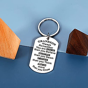 Grandson Gifts from Grandma Grandpa Christmas Gifts for Teenage Boys Inspirational Gifts for Men Kids Teen Him Keychain Birthday Graduation Back to School Stocking Stuffers for Boys Motivational Gifts