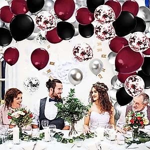 Graduation Decorations Maroon Black 2024/Burgundy Black Graduation Party Decorations/Maroon Black Balloons 60Pcs Burgundy Black Maroon Birthday Party Decorations