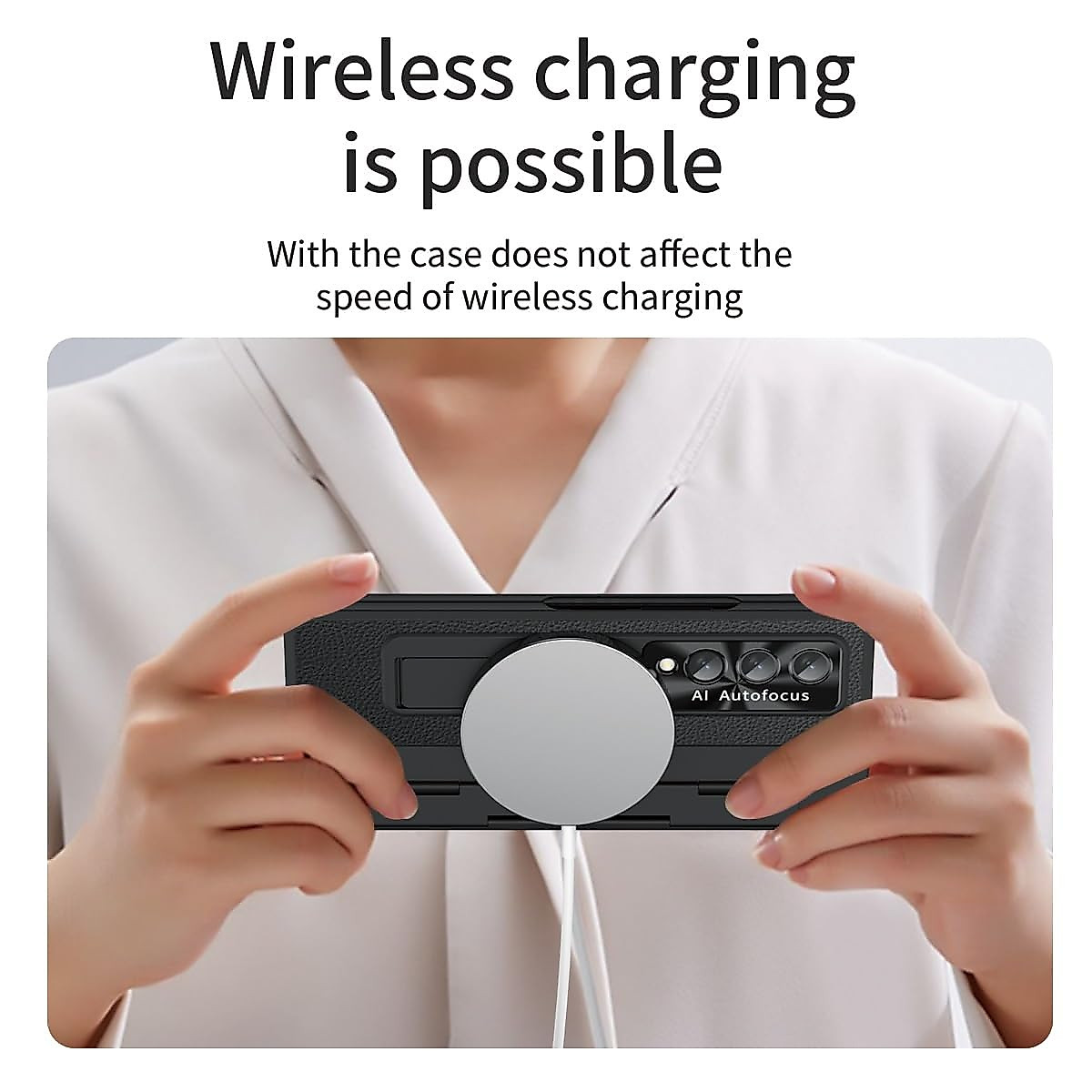 Cell Phone Flip Case Cover Compatible with Huawei Honor Magic V2 Case [Hidden Kickstand] [Wireless Charging][Screen Protector] Rugged Shockproof 360 Full Protective Phone Cover+Kickstand ( Color : Bla