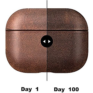 Cybotoon Leather AirPods Pro Case Cover, Genuine Crazy Horse First Layer Cowhide AirPods Pro Leather Case for Men, Vintage Patina Indiana Jones Style, Handcrafted AirPods Pro Case Leather, Dark Brown