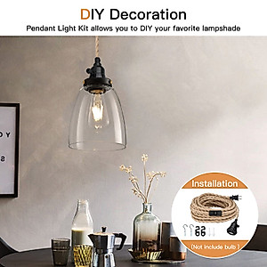 Zevnico 16.5FT Pendant Light Kit, Hanging Lights with Plug in Cord & Switch, Hemp Rope Swag E26 Socket Pendant Lamp, Extension Lantern Cable Vintage Farmhouse Industrial Retro DIY Decoration Fixtures