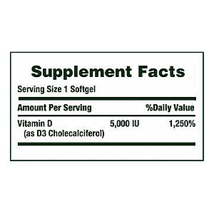 Nature's Bounty Immune Health Vitamin D3 5000 iu, Rapid Release 400 Softgels