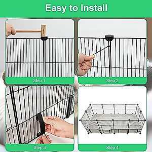 Lonepetu 8 Square Guinea Pig Cage with Tarp Bottom, C&C Cage Habitats with PVC Liner, Small Pet Playpen and Cage Liners for Rabbit Guinea Pig Bunny Ferret Hedgehog 12 Panels 48" x 24" x 16", Grey