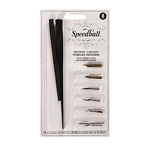 Speedball Sketching Pen Set - 2 Penholders w/ 6 Pen Tips