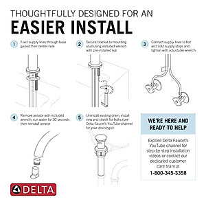 Delta Faucet Nicoli Single Hole Bathroom Faucet Brushed Nickel, Single Handle Bathroom Faucet, Drain Assembly, Stainless 15749LF-SS