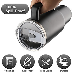 40 OZ Tumbler Replacement Lids, 2 In 1 Tumbler Lid, Spill Proof Splash Resistant Tumbler Covers for 40 OZ Travel Tumbler Accessories, 2 Pack