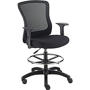 Global Industrial Mesh Back Task Stool, Black, Adjustable Arms, High Back