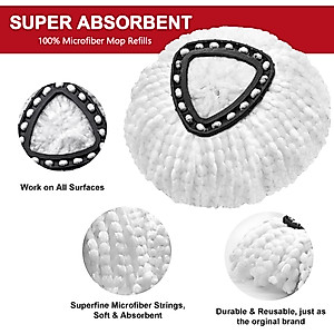 3 Pack Mop Replacement Heads for O-Ceda EasyWrin Spin Mop, Microfiber Spin Mop Refills, Easy Cleaning Mop Head Replacement