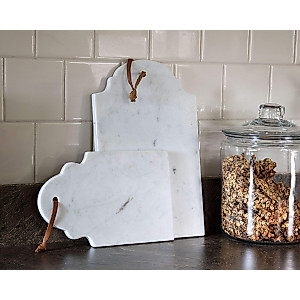 Foreside Home & Garden Small White Marble Kitchen Serving Cutting Board