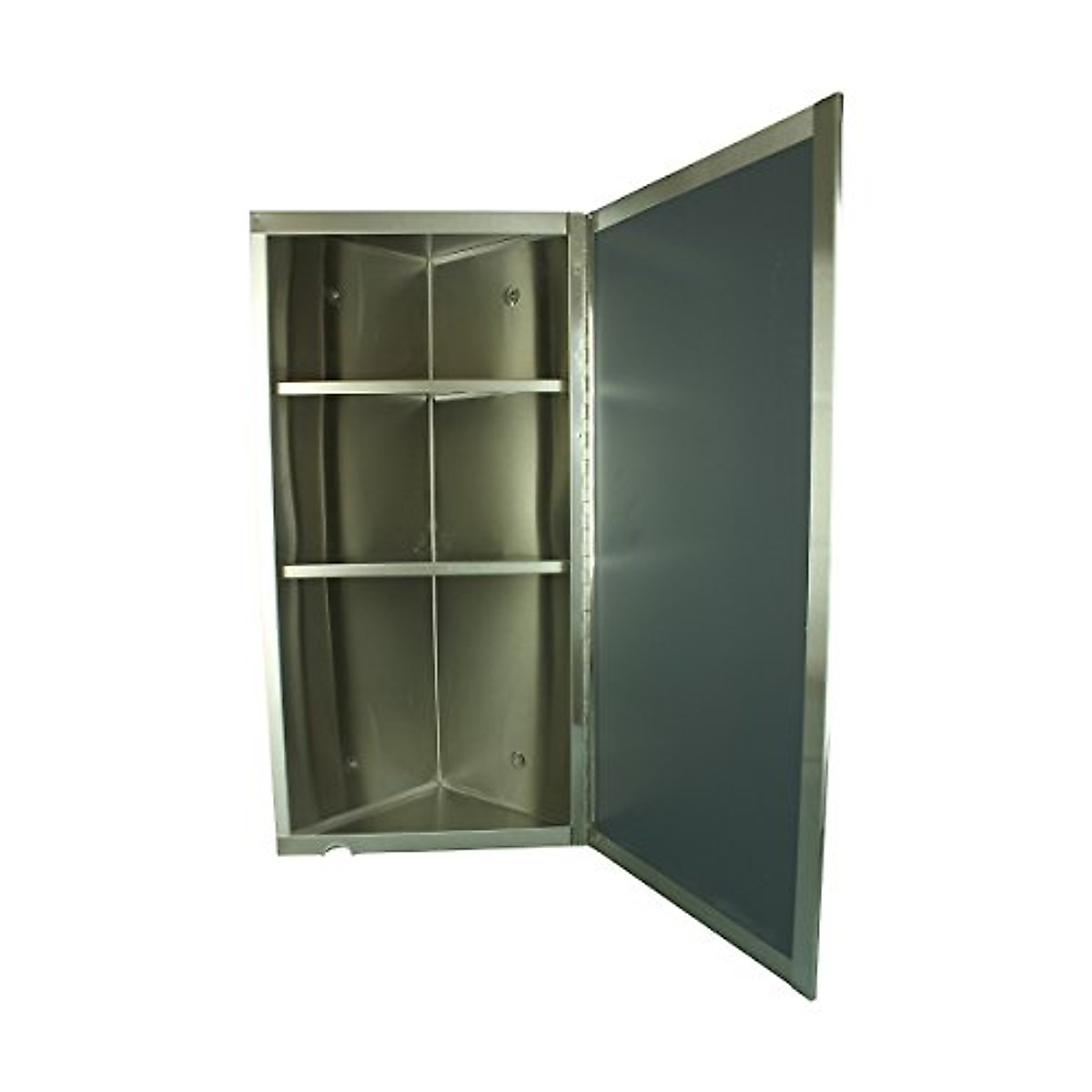 Renovators Supply Manufacturing Medicine Cabinets 23-5/8 in. x 11-7/8 in. Stainless Steel Cornet Bathroom Wall Medicine Cabinet with Mirror and Mounting Hardware Opens Left to Right Pack of 2
