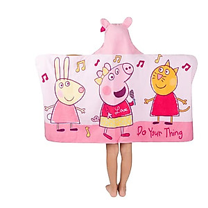 Franco Peppa Pig Kids Bath/Pool/Beach Soft Cotton Terry Hooded Towel Wrap, 24 in x 50 in