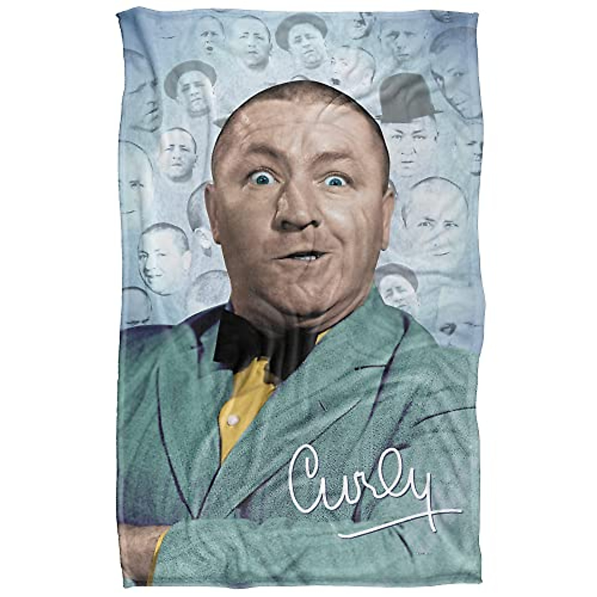 Trevco Three Stooges Curly Heads Silky Touch Super Soft Throw Blanket 36" x 58"