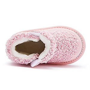 BMCiTYBM Baby Snow Boots Boy Girl Winter Warm Booties Nonslip Lightweight Outdoor Shoes for Infant 6 9 12 18 24 Months Pink Size 18-24 Months Toddler