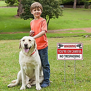 You're on Camera Sign with Stake, Metal No Trespassing Sign with Posts, Aluminum Video Surveillance Signs for Yard Outdoor, Kits Included, Easy to Install