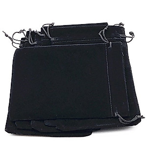 Lady Seven 6pcs 7" X 5" Velvet Cloth Jewelry Pouches/Drawstring Bags (Black)