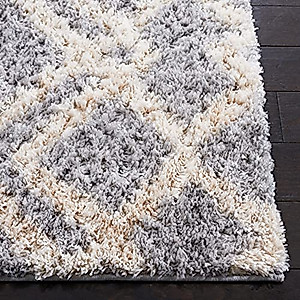 SAFAVIEH Berber Shag Collection Area Rug - 6'7" Square, Grey & Cream, Moroccan Design, Non-Shedding & Easy Care, 1.2-inch Thick Ideal for High Traffic Areas in Living Room, Bedroom (BER213G)